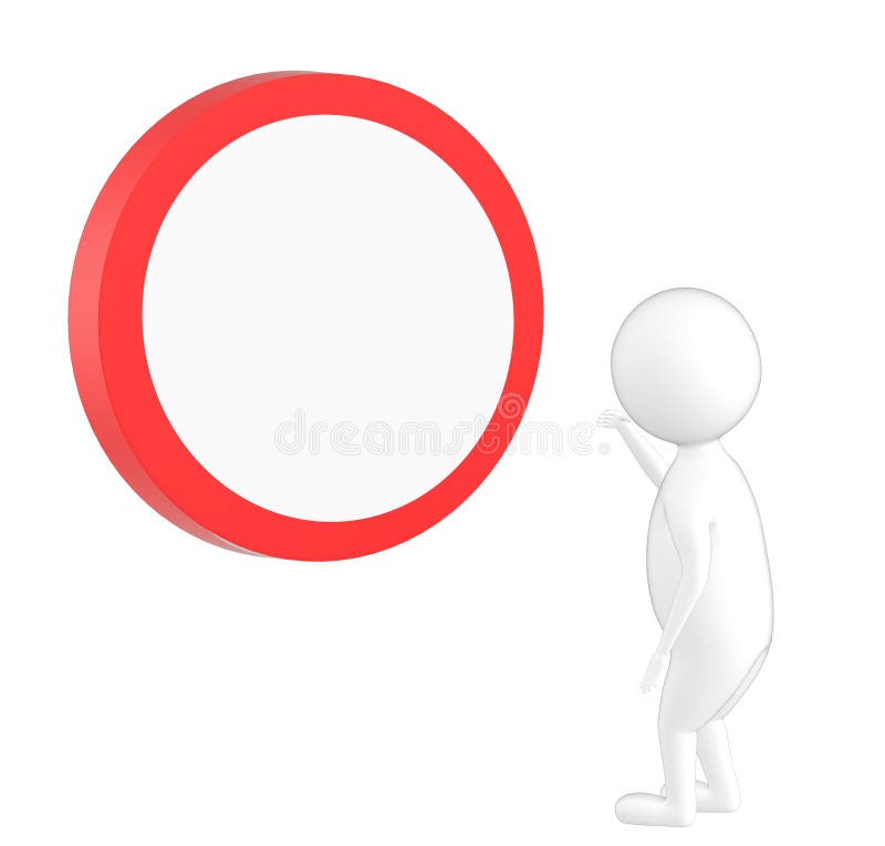 3d Character , Man Look at a Empty Circular Banner Stock Illustration ...