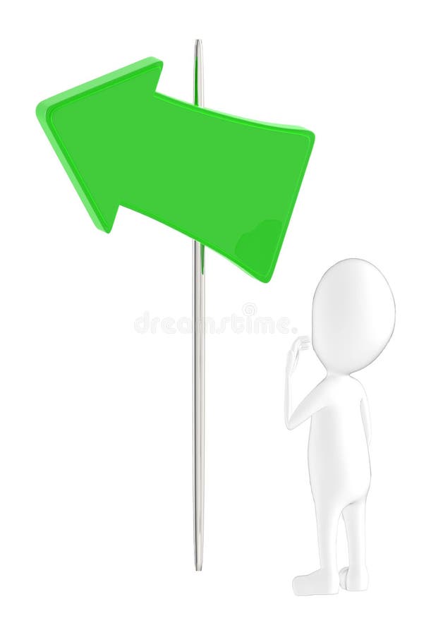 3d Character , Man Looking Towards Direction Post Arrow Stock ...