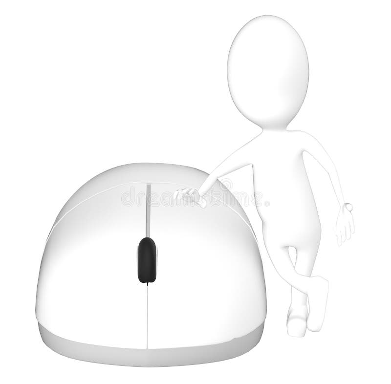 3d Character , Man and Mouse Device Stock Illustration - Illustration ...