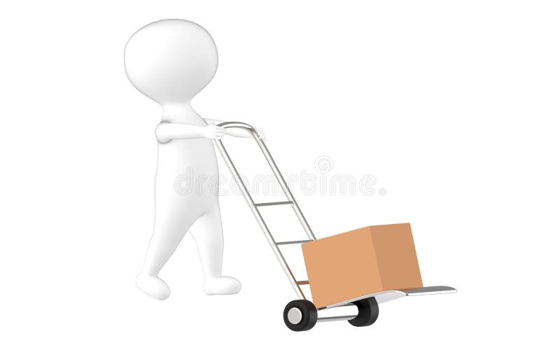 3d Character , Man Moving a Trolley Stock Illustration - Illustration ...