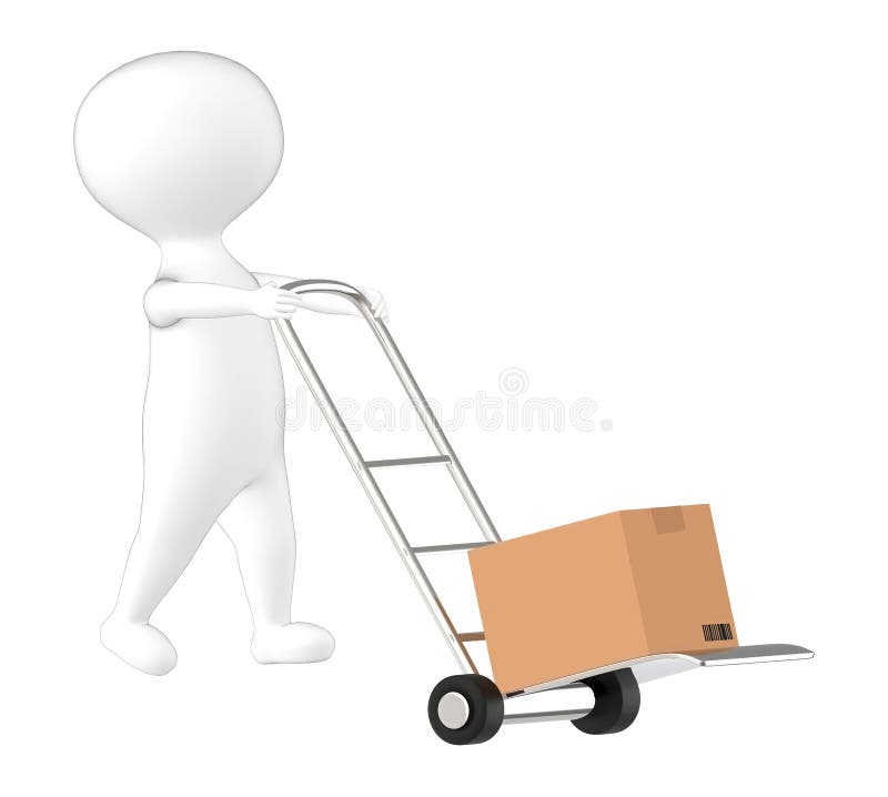 3d Character , Man Moving a Trolley Stock Illustration - Illustration ...