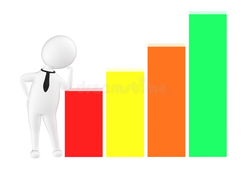 3d Character , Man Presenting Bar Graph Stock Illustration ...