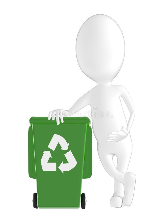 3d Character , Man Recycle Bin Stock Illustration - Illustration of ...