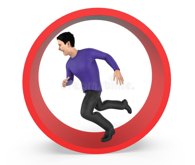 3d Character , Man Running Inside a Circle Stock Illustration ...