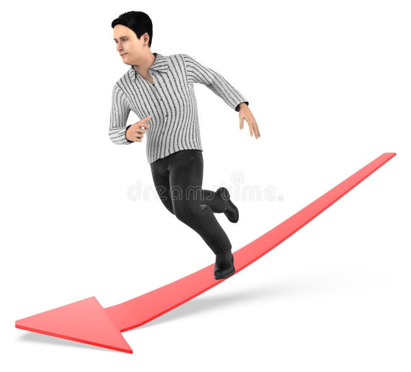 3d Character , Man Running Over an Arrow Stock Illustration ...