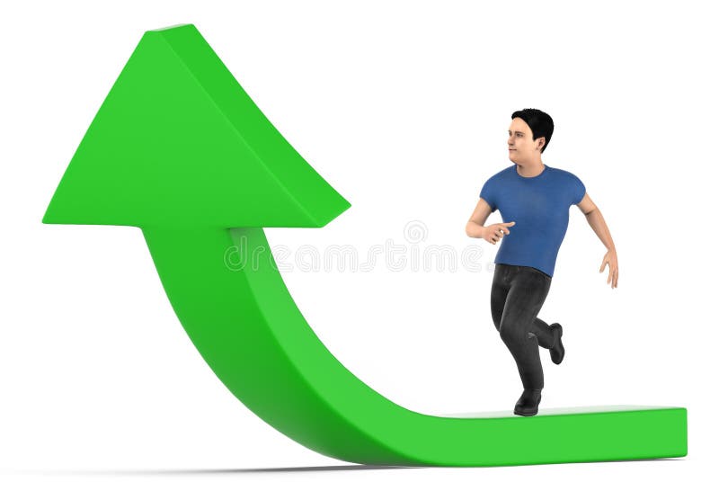 3d Character , Man Running Over an Arrow Stock Illustration ...