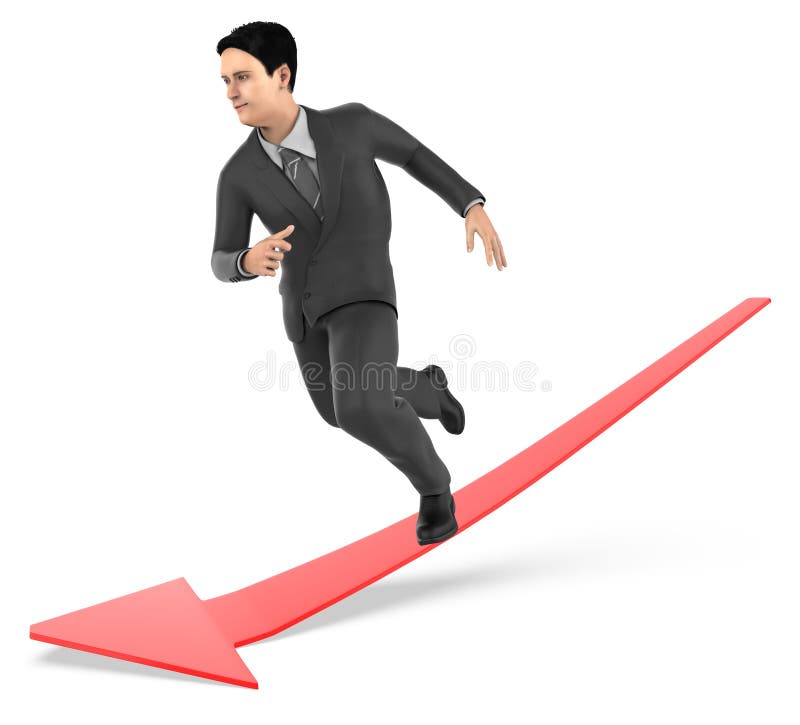 3d Character , Man Running Over an Arrow Stock Illustration ...