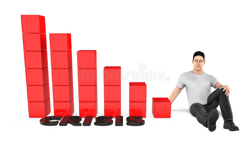 3d Character , Man , Sad , Cry , Crisis Stock Illustration ...