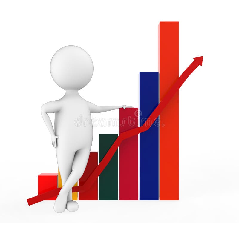 3d Character , Man Showing Higher Statistics Graph Stock Illustration ...