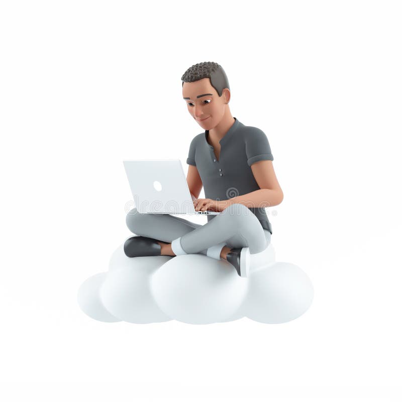 Man Sitting Cloud Cartoon Stock Illustrations – 901 Man Sitting Cloud ...