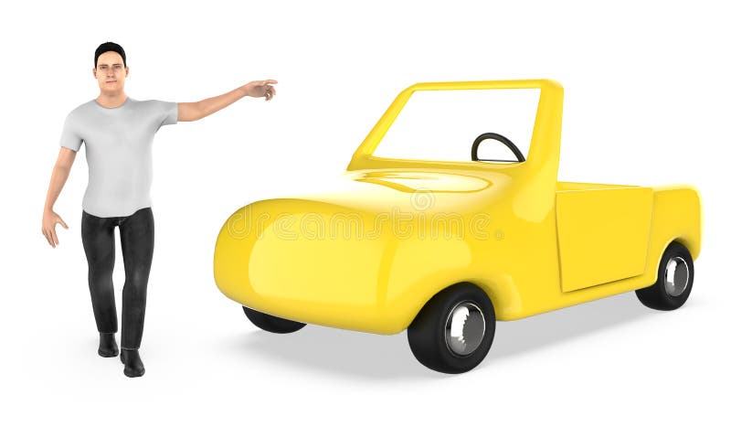 3d Character , Man Smiling and Pointing His Hand Towards a Car Stock ... 3d Character , Man Smiling and Pointing His Hand Towards a Car Stock ...