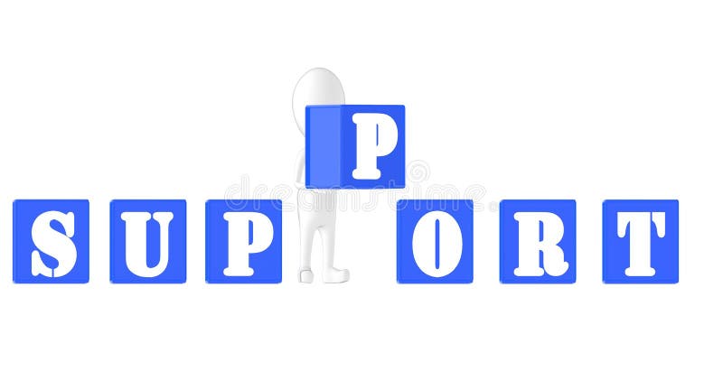 3d Character , Man , Support Text Cubes Stock Illustration ...