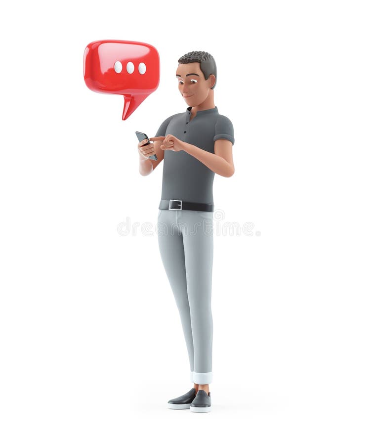 Cartoon Man Texting Smartphone Stock Illustrations – 1,662 Cartoon Man ...