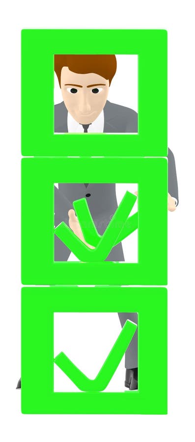 3d Character , Man Tick Sign , Column Stock Illustration - Illustration ...