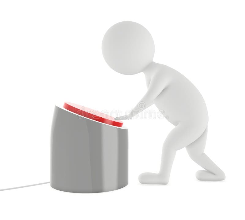 3d Character , Man is about To Press a Button Stock Illustration ...