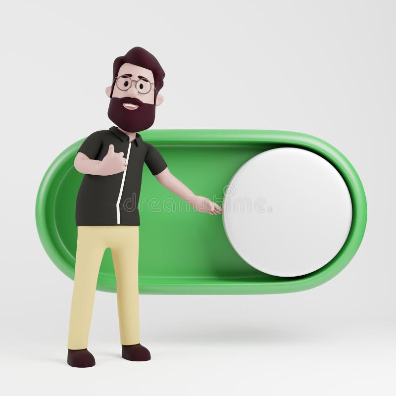 3D Character Man Toggle a Switch Stock Illustration - Illustration of ...