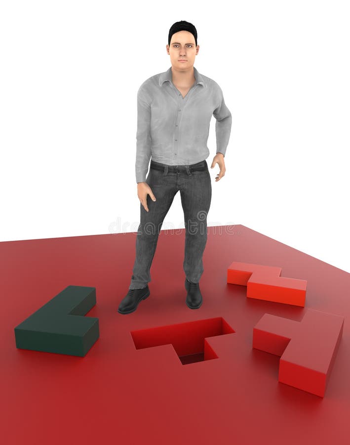 3d Render of Man with Correct and Wrong Symbols Stock Illustration ...