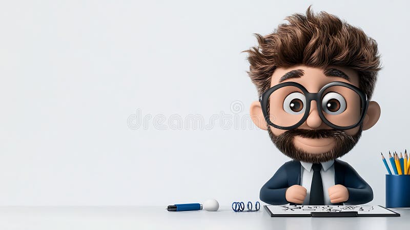 3D Character of Mathematician Solving an Equation Stock Illustration ...