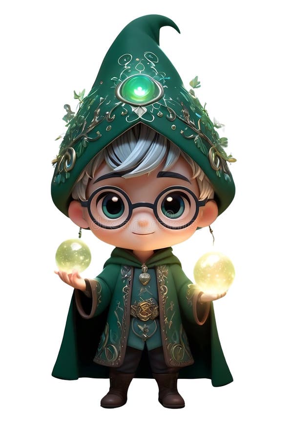 3D Character: Mystical Chibi in Ancient Forest with Moonlit Magic Stock ...