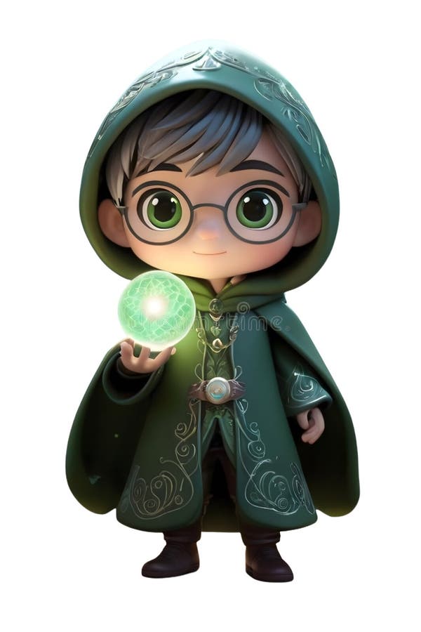 3D Character: Mystical Chibi in Ancient Forest with Moonlit Magic Stock ...