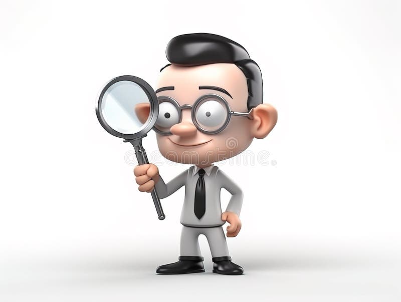 3D People Magnifying Glass and Megaphone Stock Illustration ...