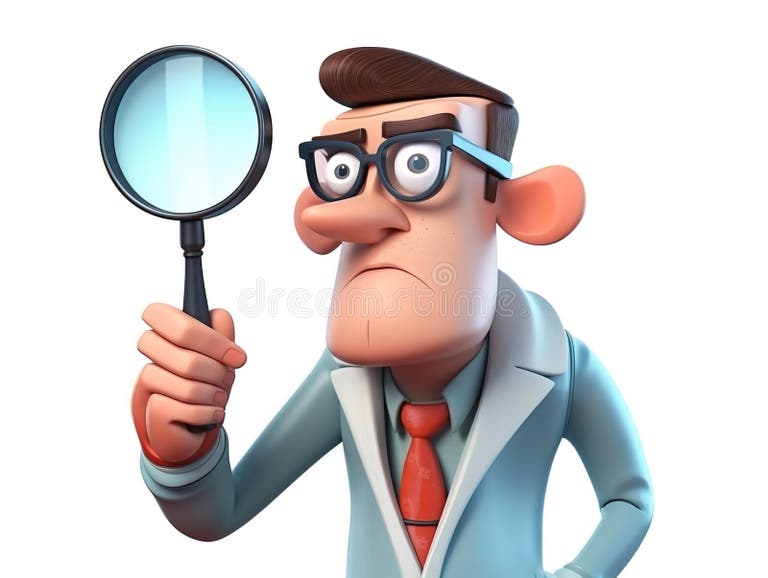 3d Character People with a Magnifying Glass Stock Illustration ...