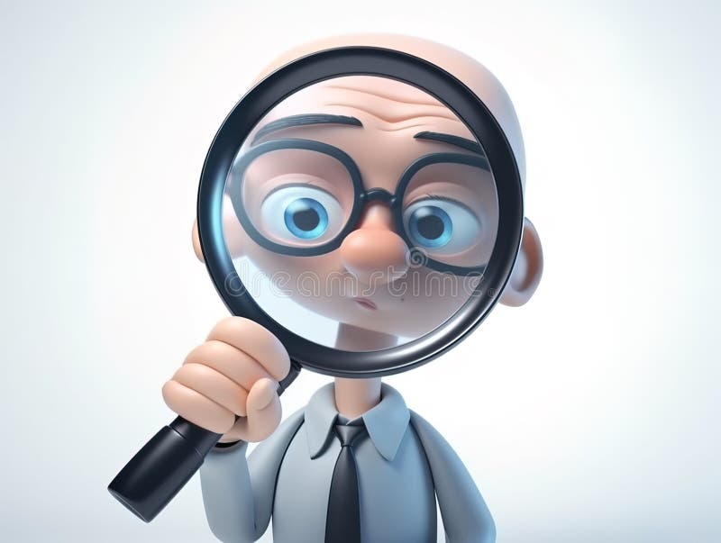 3D People Magnifying Glass and Megaphone Stock Illustration ...