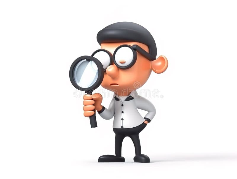 3d Character People with a Magnifying Glass Stock Illustration ...