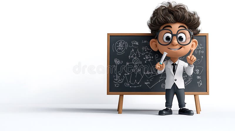 3D Character of Physicist Explaining Concepts Stock Illustration ...