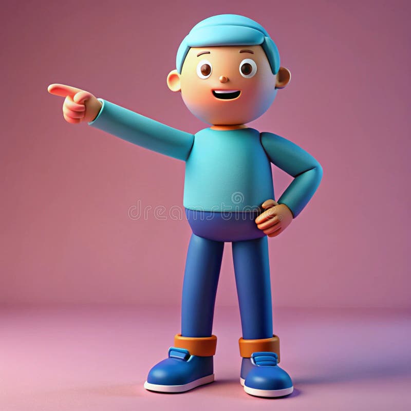 3D Character Pointing 3D Render Illustration on Isolated Background PNG ...