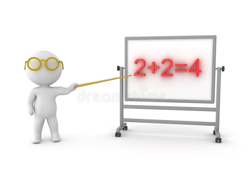 3D Character Pointing To Math Problem Stock Illustration - Illustration ...