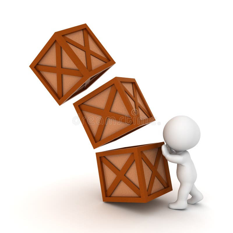 3D Character Pushing Check Mark To Complete Task Stock Illustration ...