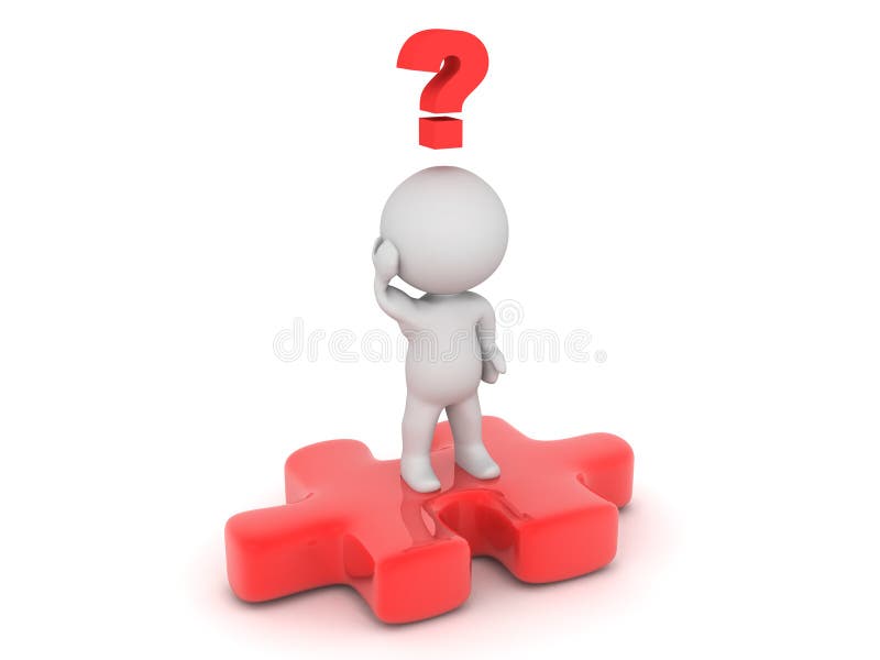 3D Character is puzzled stock illustration. Illustration of play ...