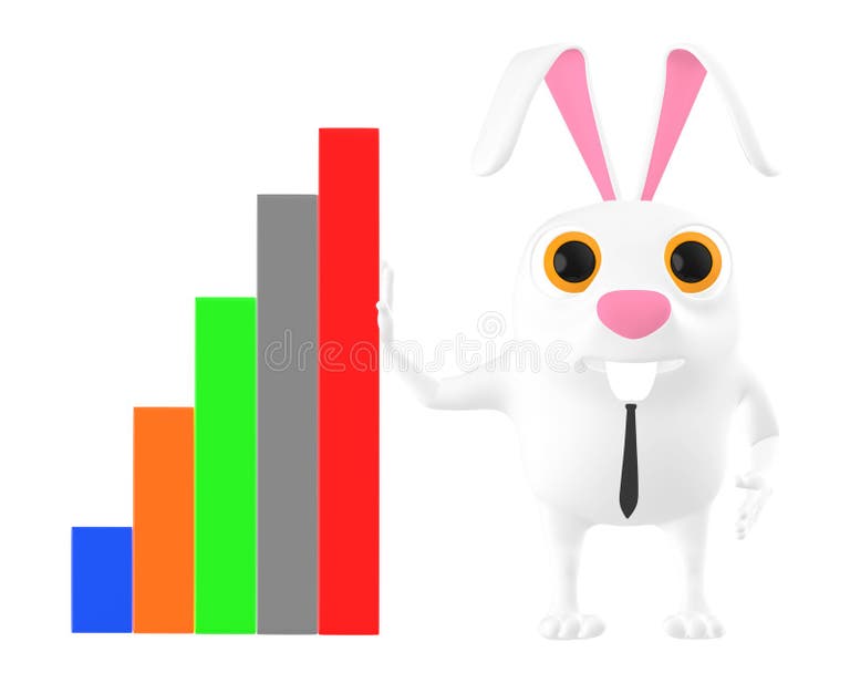 3d Character , Rabbit and Bar Graph Stock Illustration - Illustration ...