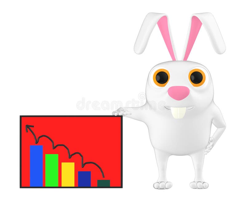 3d Character , Rabbit and Bar Graph Stock Illustration - Illustration ...