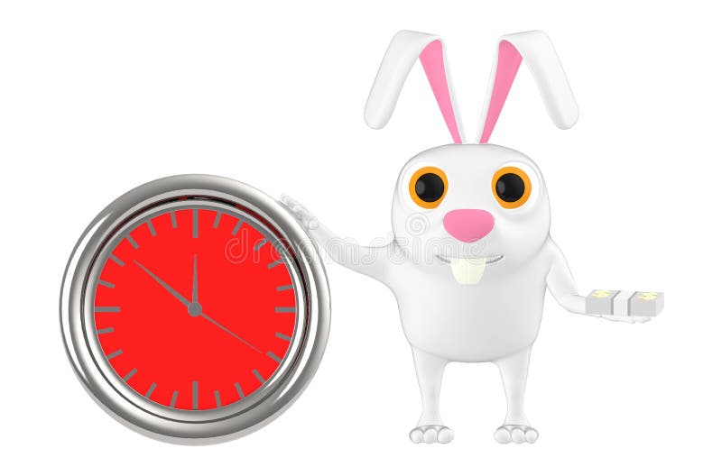 Rabbit with a clock stock vector. Illustration of quick - 79073151