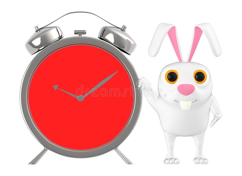 3d Character , Rabbit and a Clock Stock Illustration - Illustration of ...