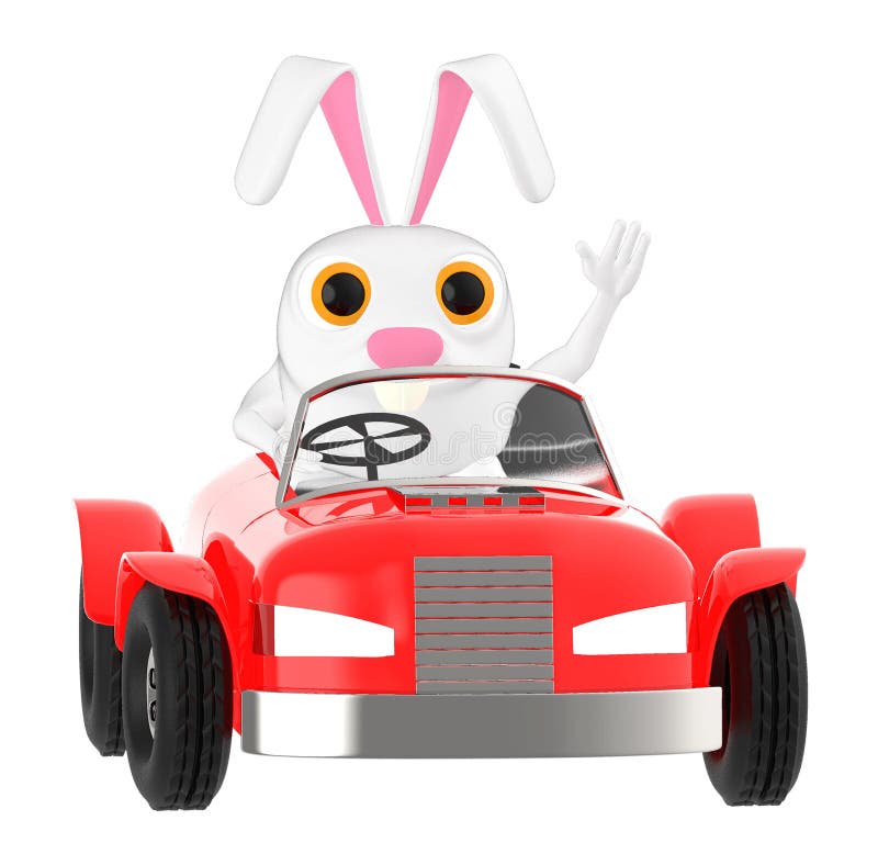 3d Character , Rabbit Driving a Car Stock Illustration - Illustration ...
