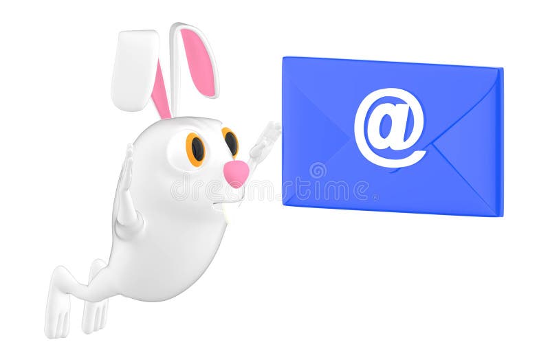 3d Character , Rabbit and Email Sign Envelope Stock Illustration ...