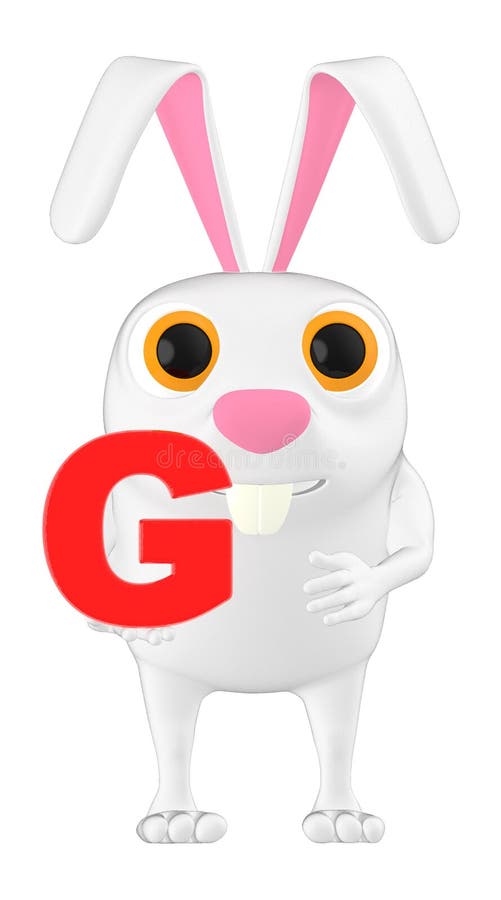 3d Character , Rabbit and G Alphabet Stock Illustration - Illustration ...