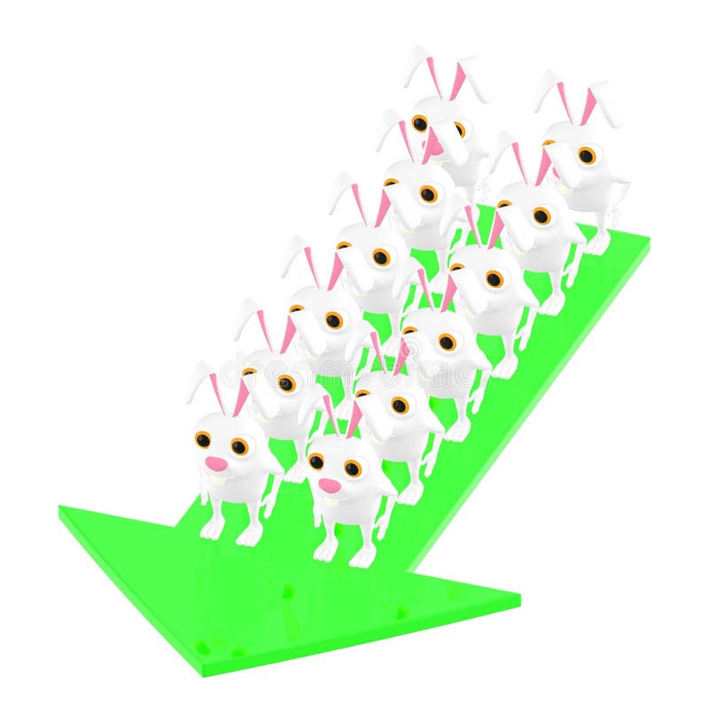 3d Character , Rabbit Group on Top of Arrow Stock Illustration ...