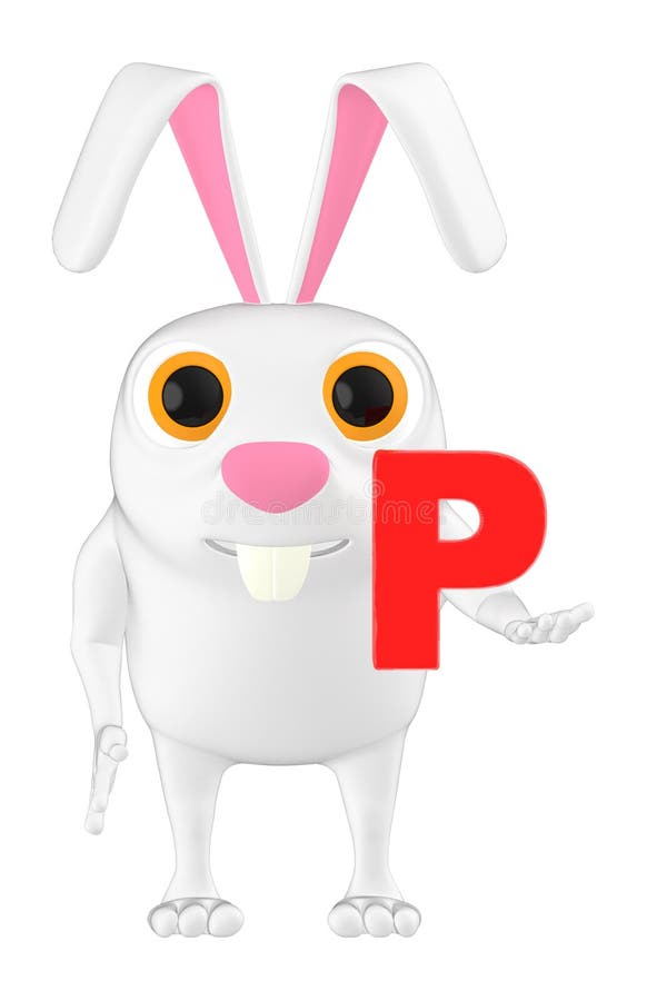 3d Character , Rabbit and P Alphabet Stock Illustration - Illustration ...