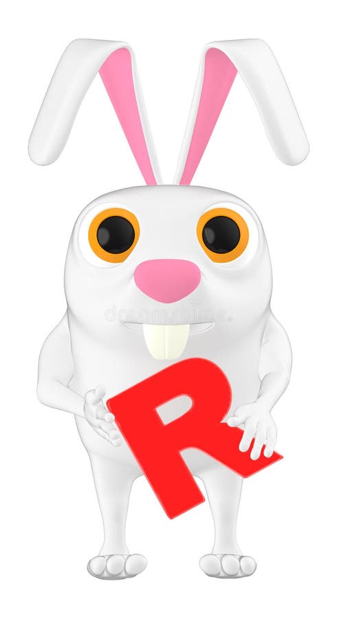 3d Character , Rabbit and R Alphabet Stock Illustration - Illustration ...
