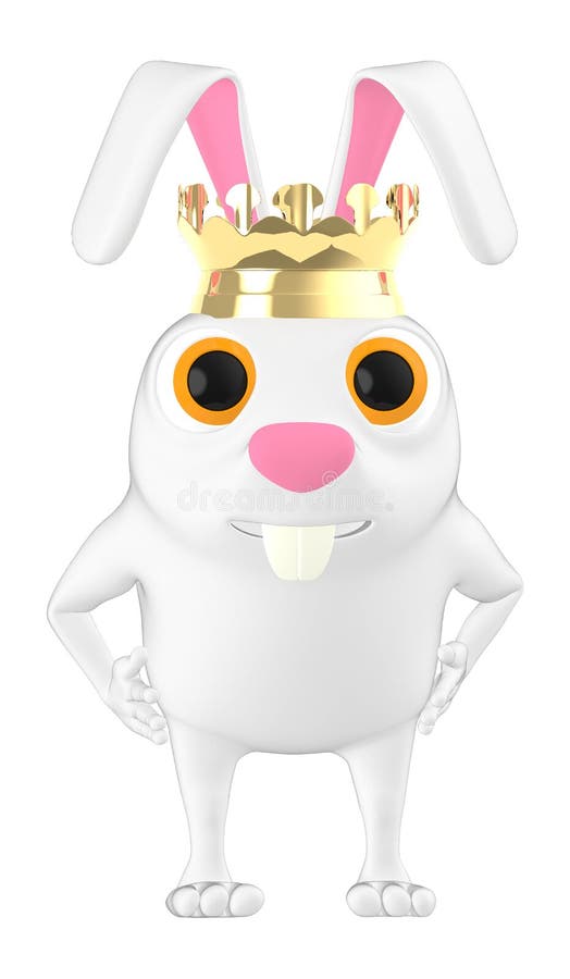 3d Character , Rabbit Wearing Crown Stock Illustration - Illustration ...