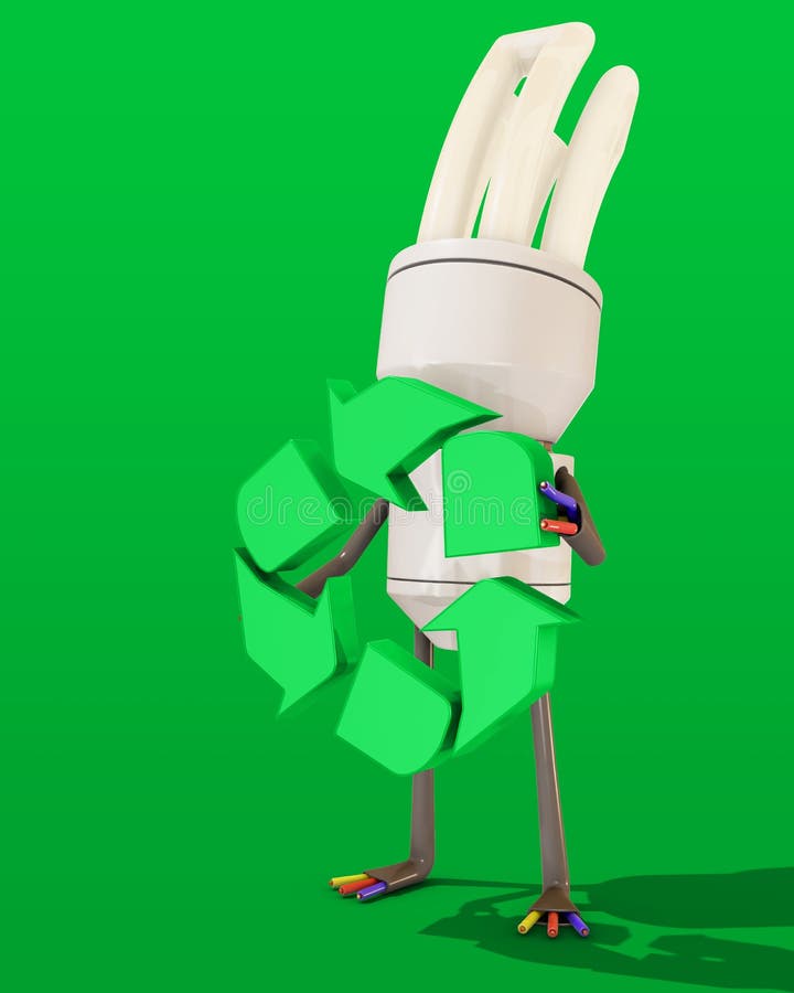 3d Character with Recycling Sign Stock Illustration - Illustration of ...