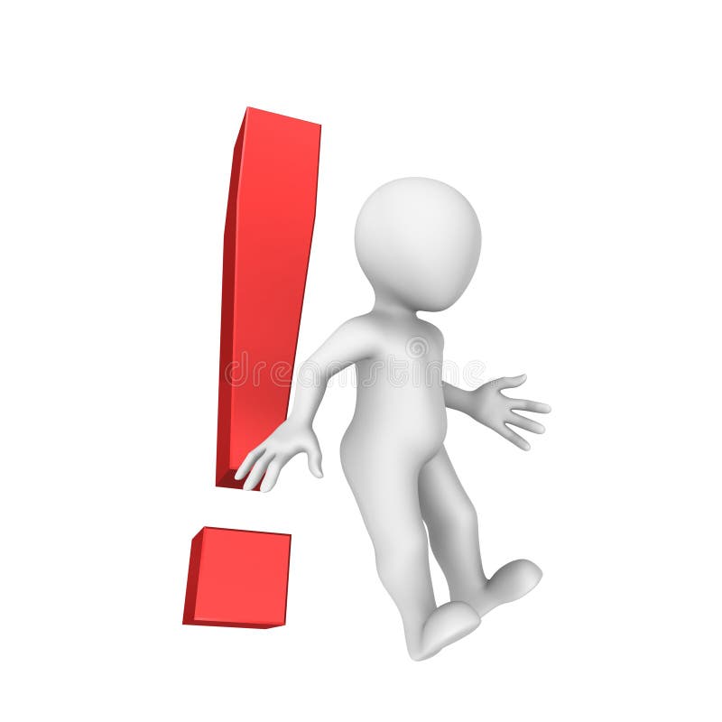3d Abstract Human with a Red Exclamation Mark Stock Illustration ...