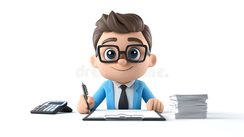 Friendly 3D Character of Financial Auditor Working Stock Illustration ...