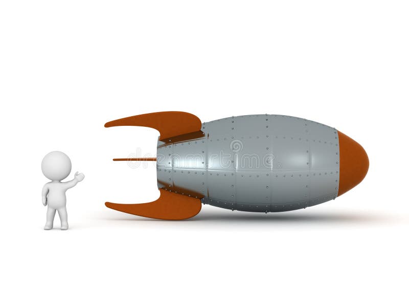 3D Character with a Rocket stock illustration. Illustration of rocket ...