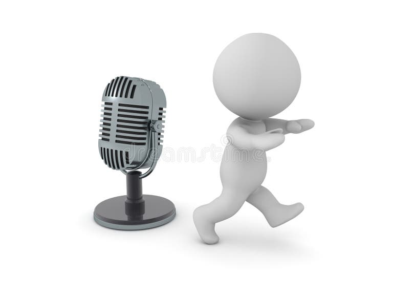 3D Character Running Away from Microphone Stock Illustration ...