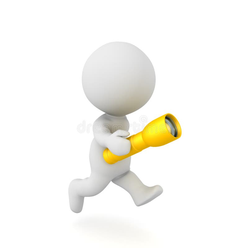 3D Character Running with Flashlight Stock Illustration - Illustration ...